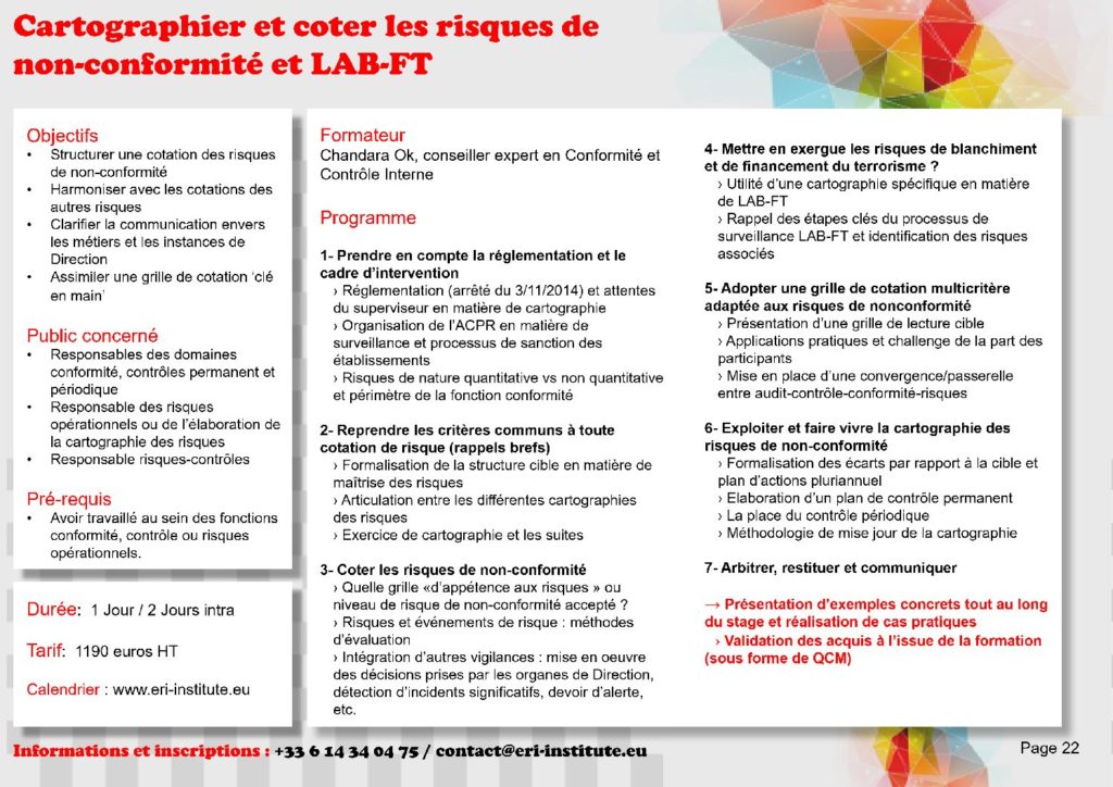 Cartographier et coter les risques de non conformité et LCB-FT - ERI Institute